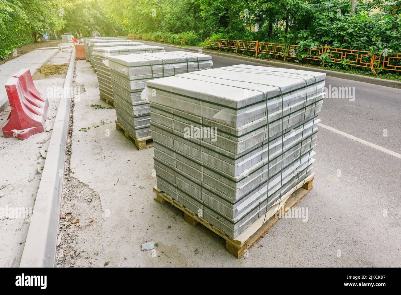 Concrete tile by rhe road construction site Stock Photo - Alamy