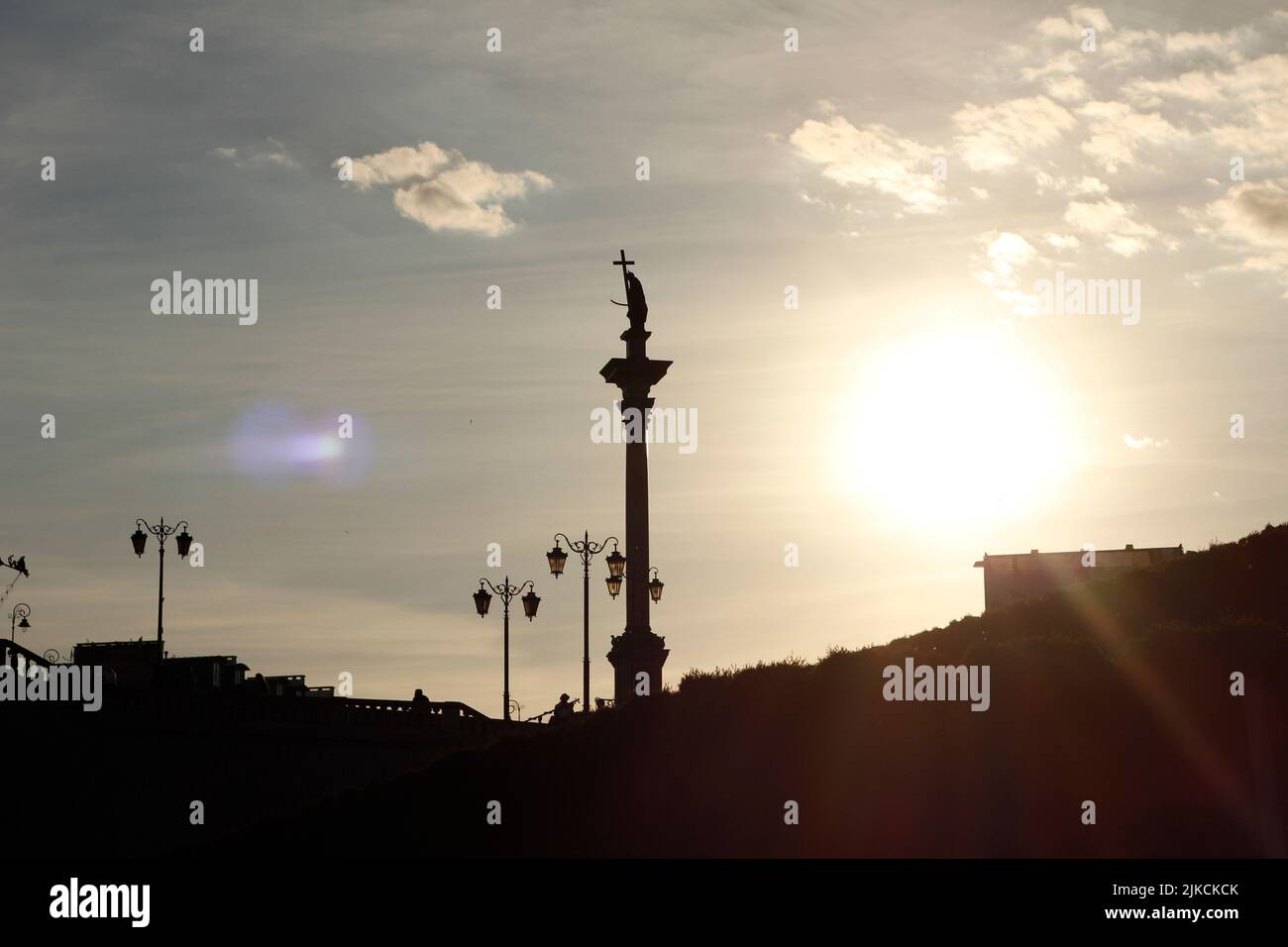 The King Zygmunt column at the Zamkowy place in the summer sun in ...