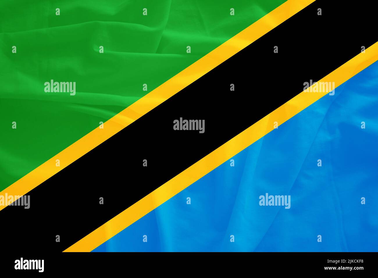 National Flag Of Tanzania: Diagonal Yellow Outlined Black Stripe ...