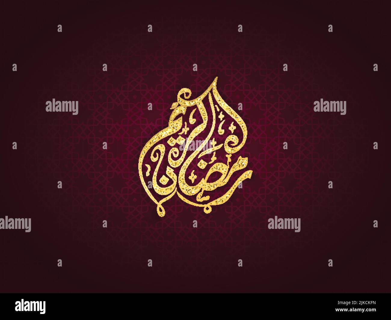 Golden Arabic Calligraphy Of Ramadan Kareem On Red Islamic Pattern ...