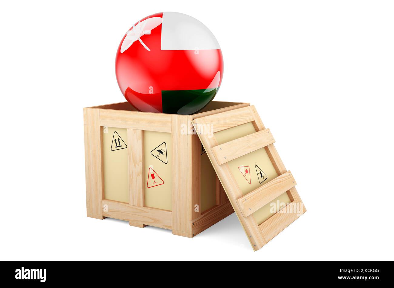 Wooden box, parcel with Omani flag. Shipping and delivery in Oman ...