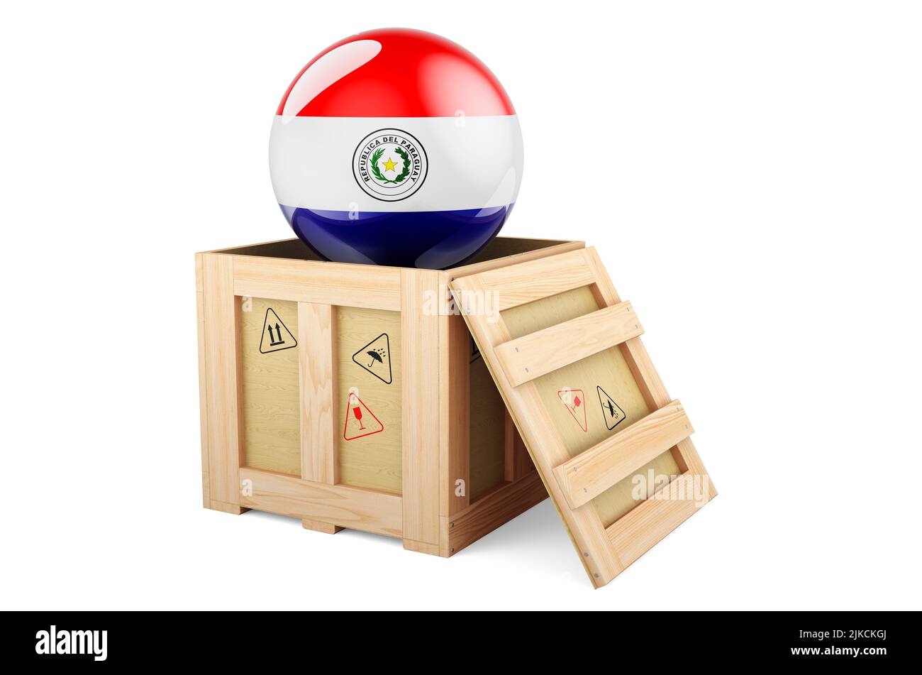 Wooden box, parcel with Paraguayan flag. Shipping and delivery in ...