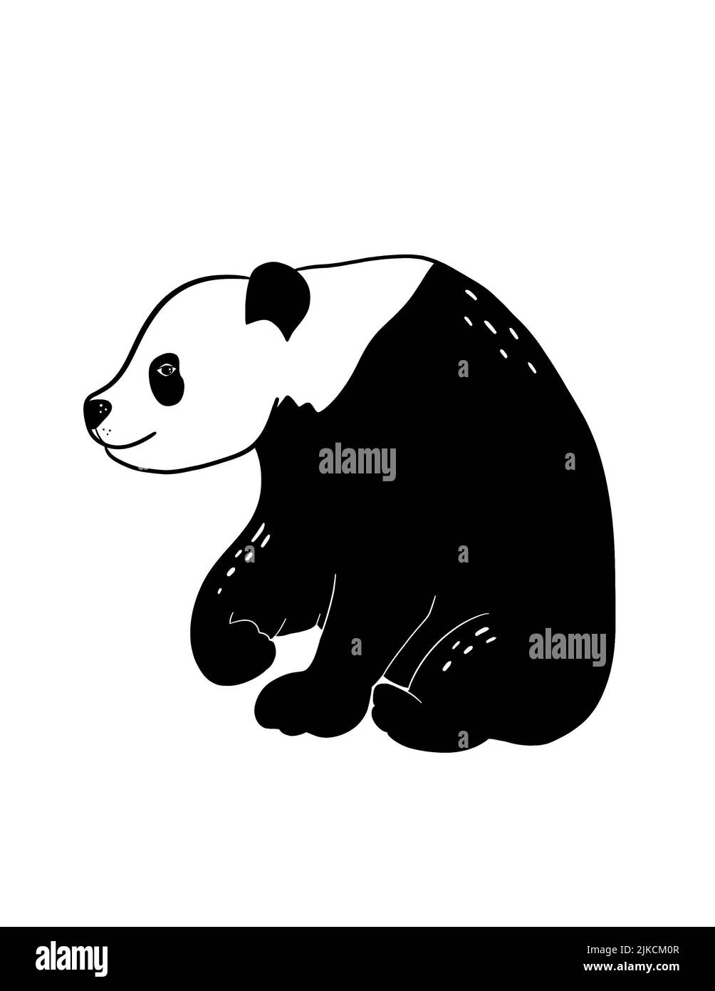 Black panda in cartoon style on white background Stock Photo - Alamy