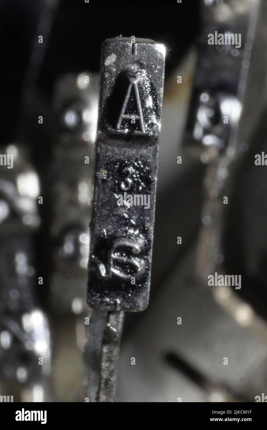 Letter A in a typo of an old manual typewriter Stock Photo - Alamy