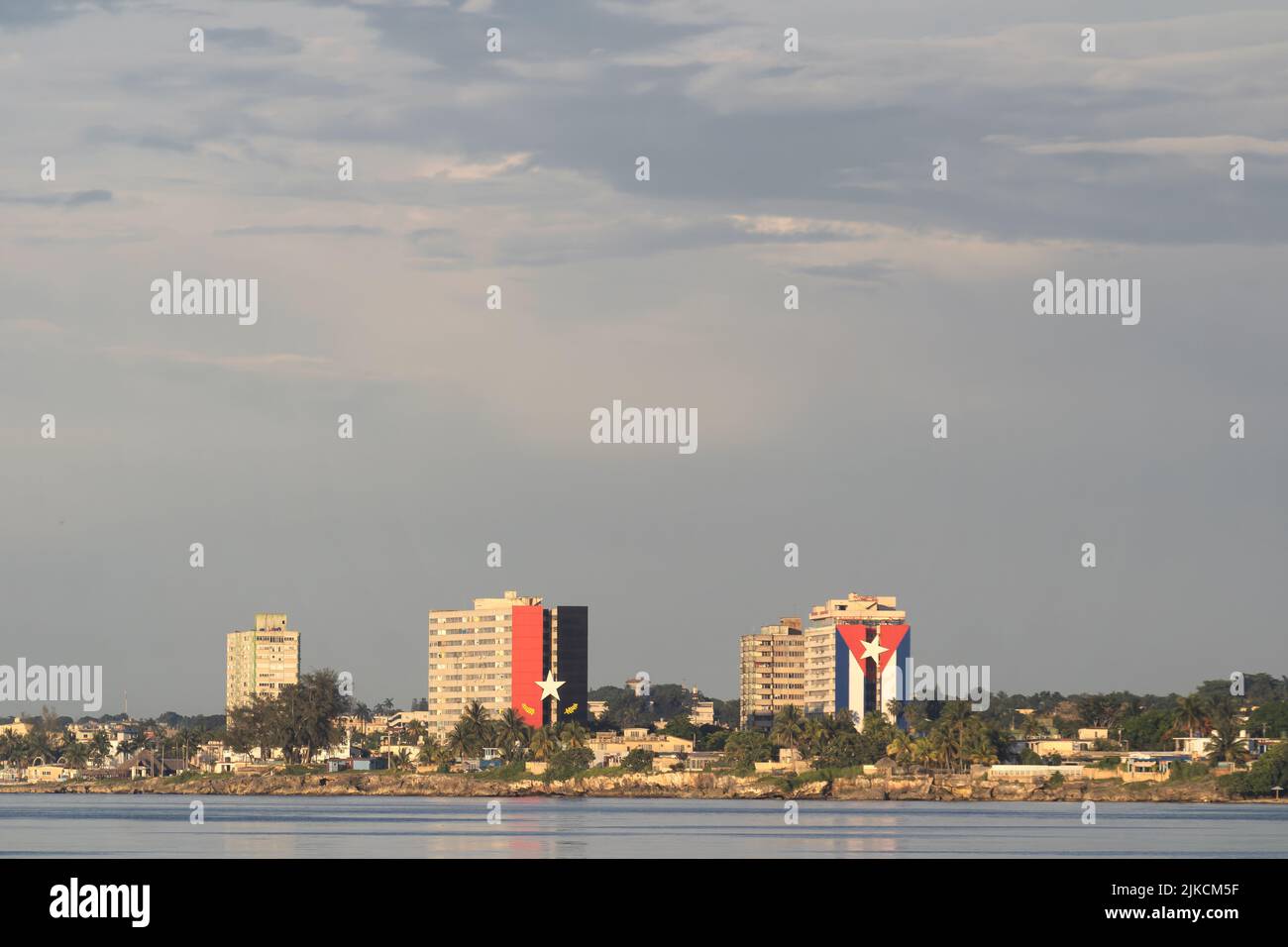 The Cuban flags on the buildings in Matanzas, Cuba Stock Photo - Alamy