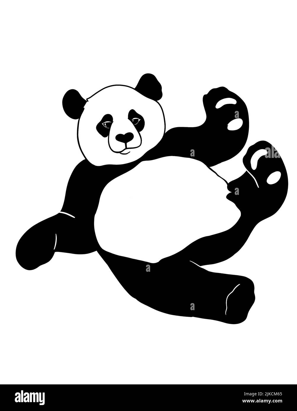 Black panda in cartoon style on white background Stock Photo - Alamy