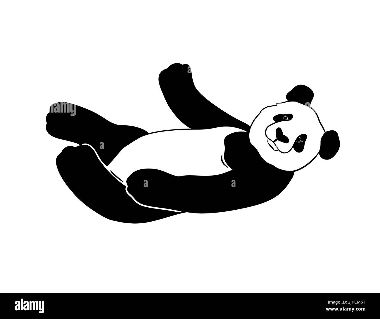 Black panda in cartoon style on white background Stock Photo - Alamy