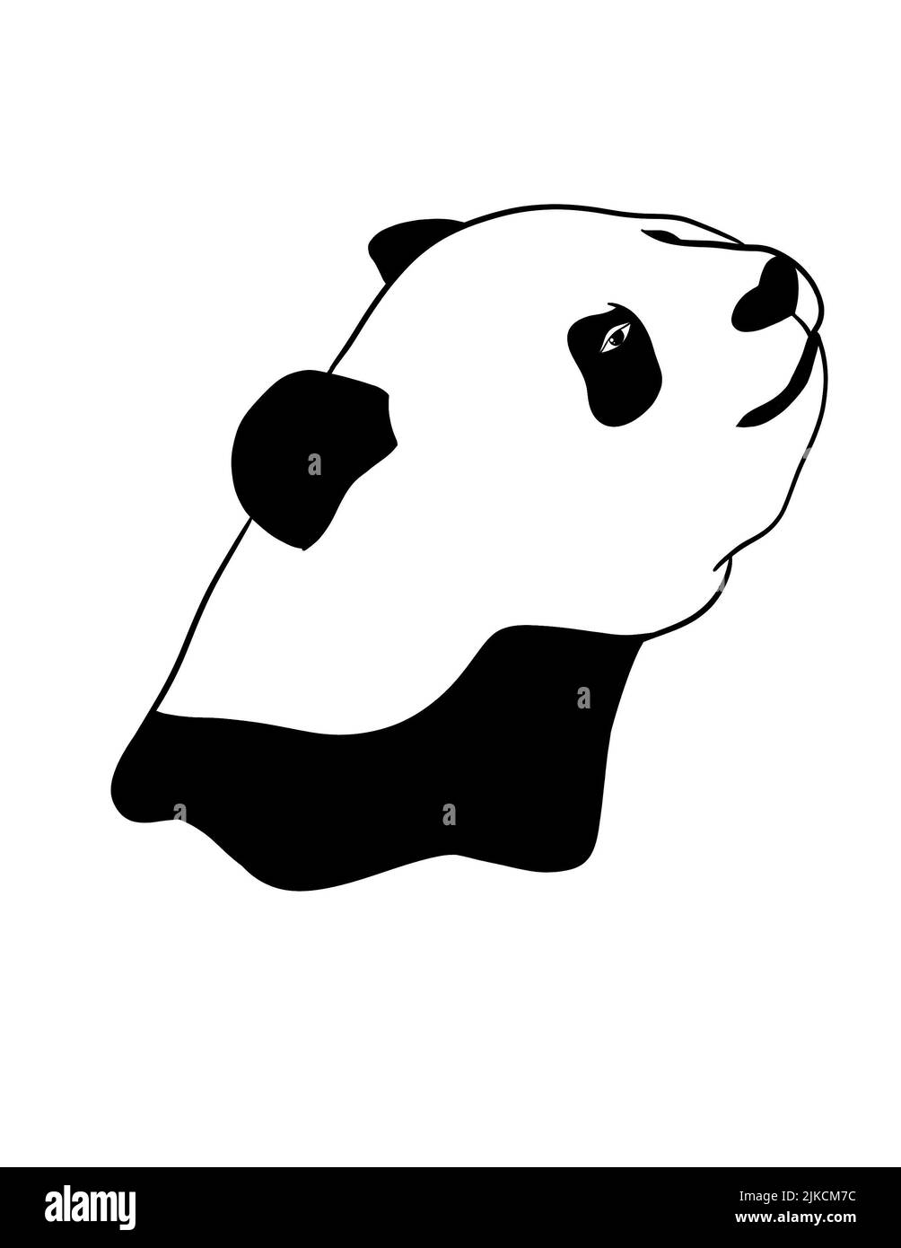 Black panda in cartoon style on white background Stock Photo - Alamy