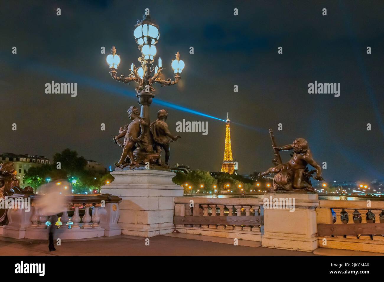 Eiffel tower from Pont Alexandre III at night, Paris, France Stock ...