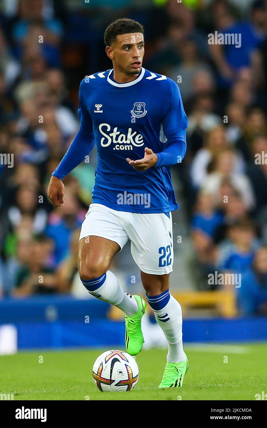 Everton’s Ben Godfrey during a pre-season friendly match at Goodison ...