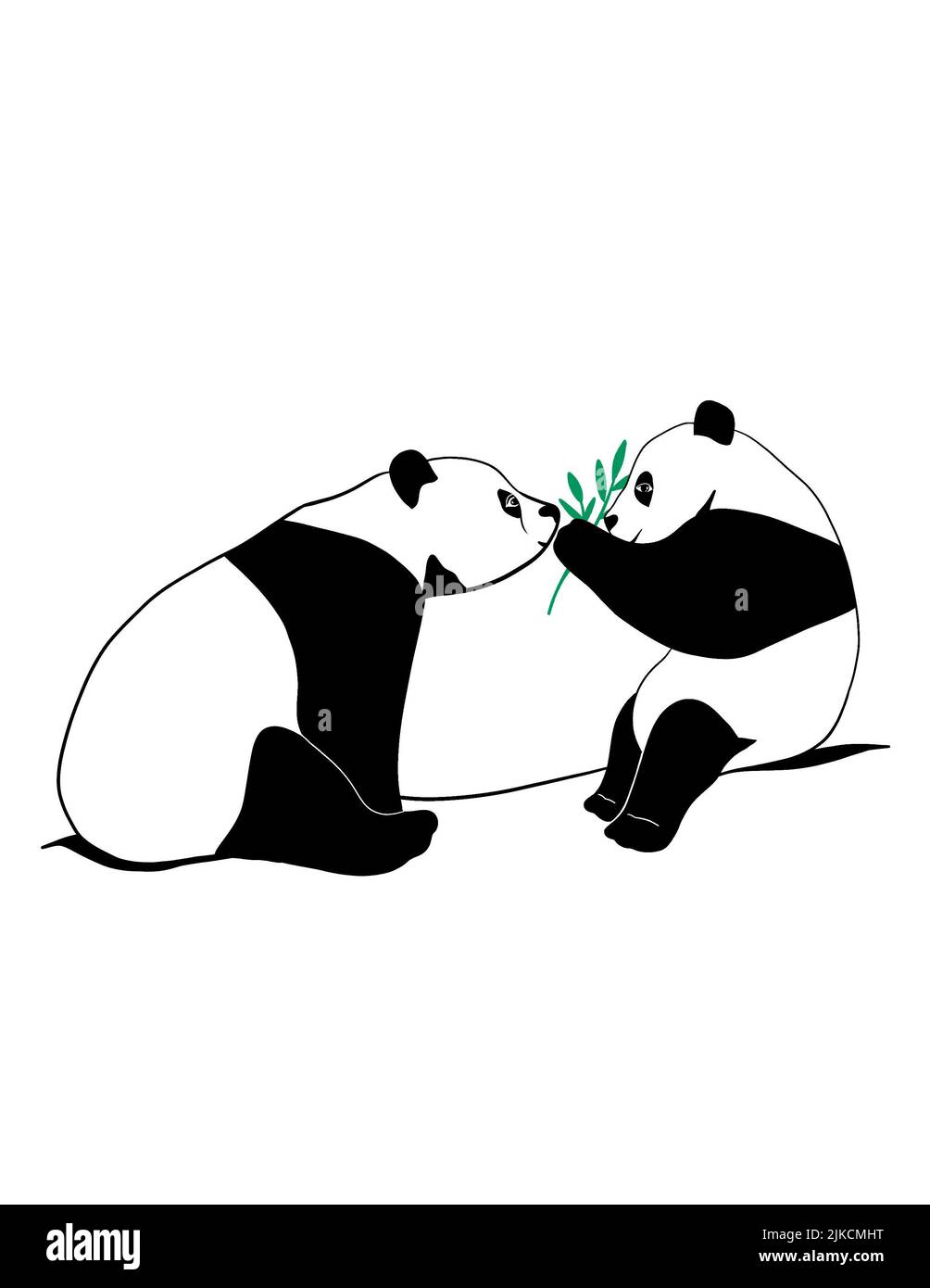 Black panda in cartoon style on white background Stock Photo - Alamy