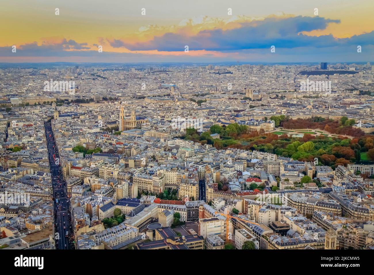 Luxembourg gardens from above Montparnasse at sunset , Paris, France ...