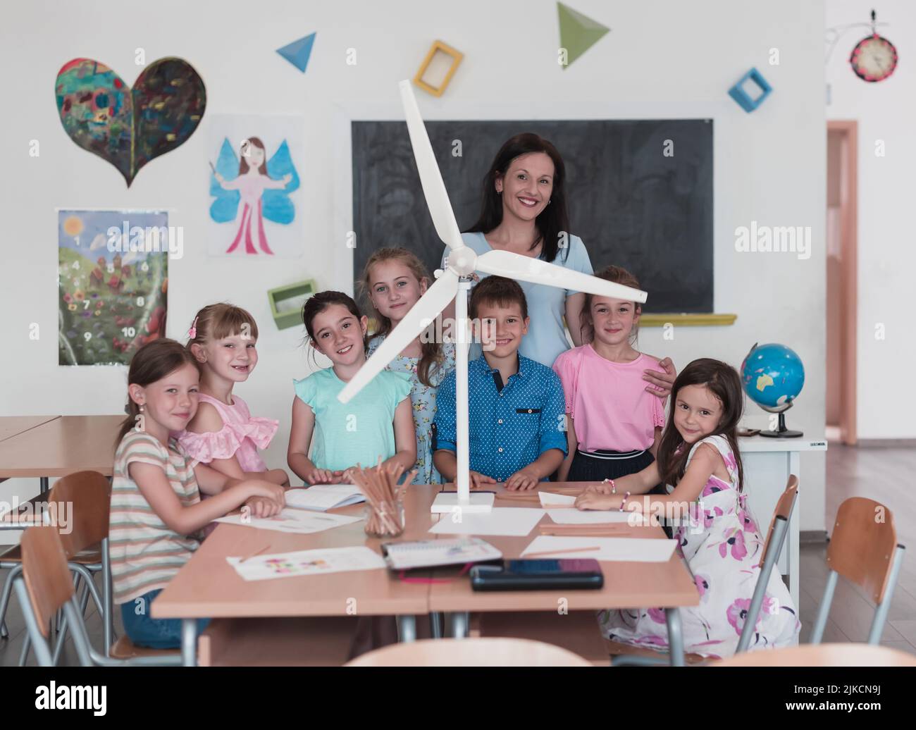 Elementary School Stem Robotics Classroom Diverse Group of Children ...