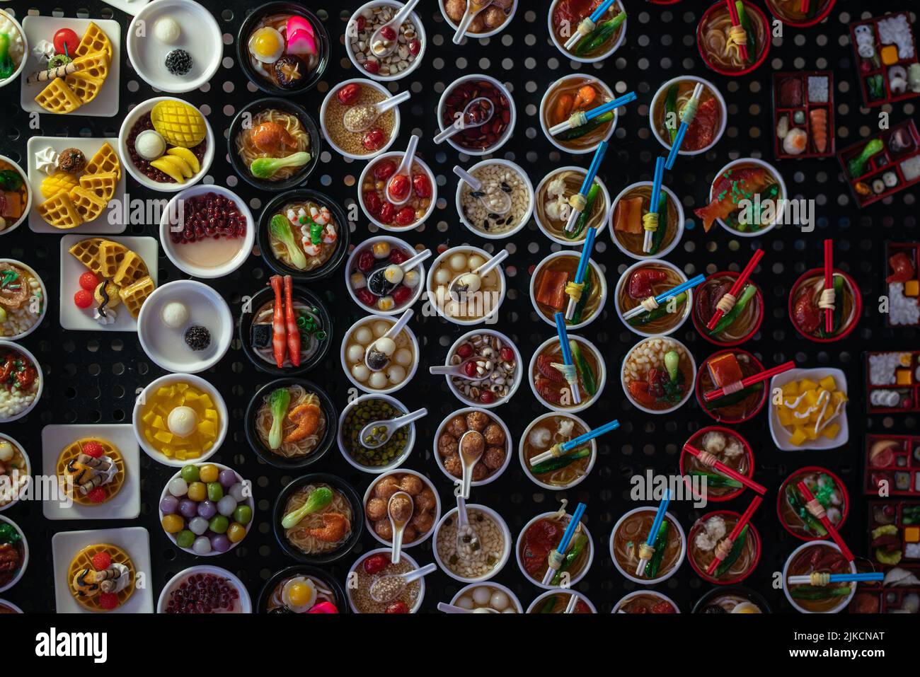 Table full of plates and bowls of desserts. Perfect food background ...