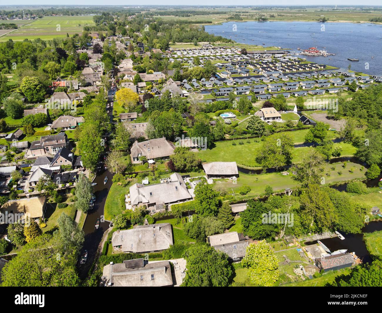 An aerial view of Giethoorn village in the northeastern Dutch province ...
