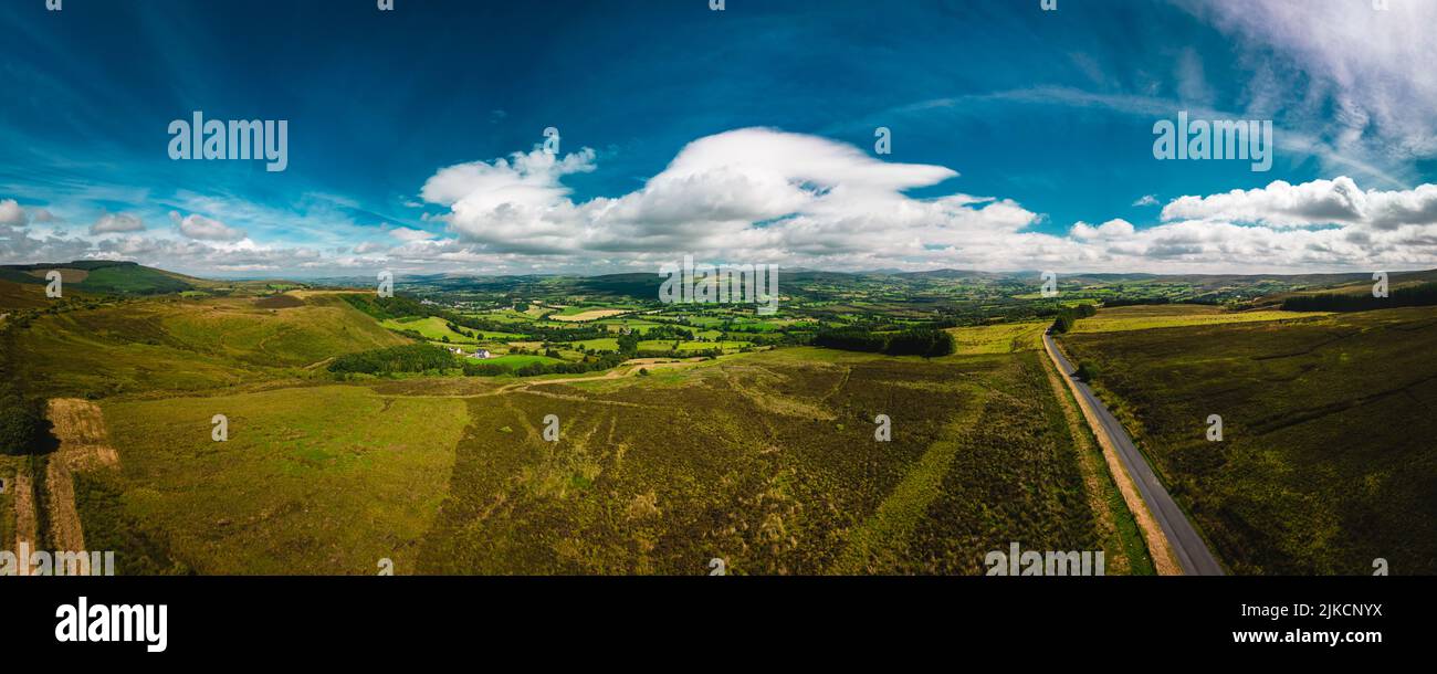 A breathtaking panoramic nature landscape in Omagh, Ireland Stock Photo ...