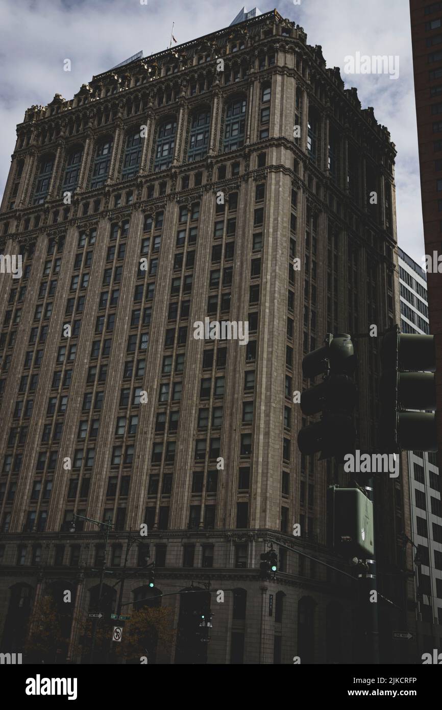 A vertical low angle of a gothic building against sky background Stock ...