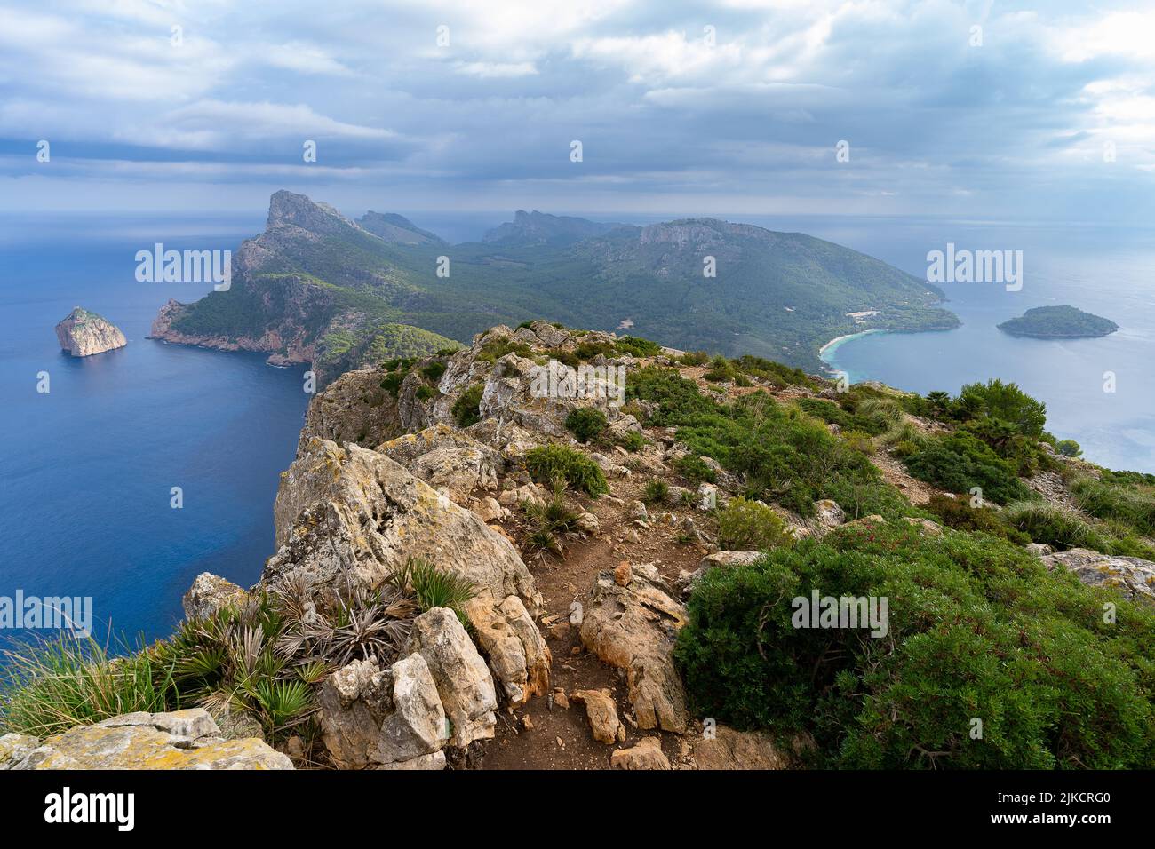 An aerial view of the rocky Talaied Albercutx, formentor peninsula ...
