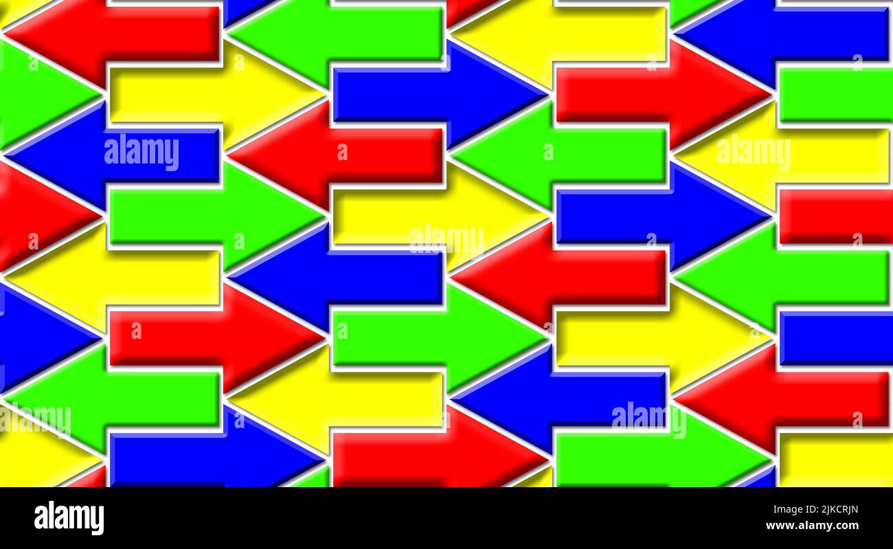 3D arrows in primary colours - seamless pattern Stock Photo - Alamy