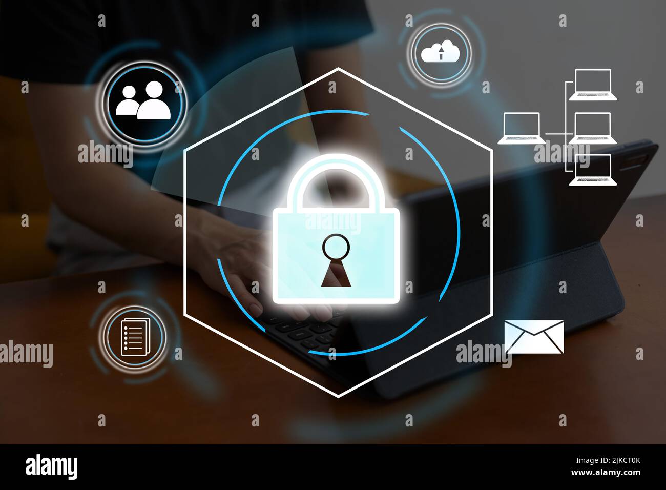 Personal Data Protection Act or PDPA concept. Businessmen use a phone ...