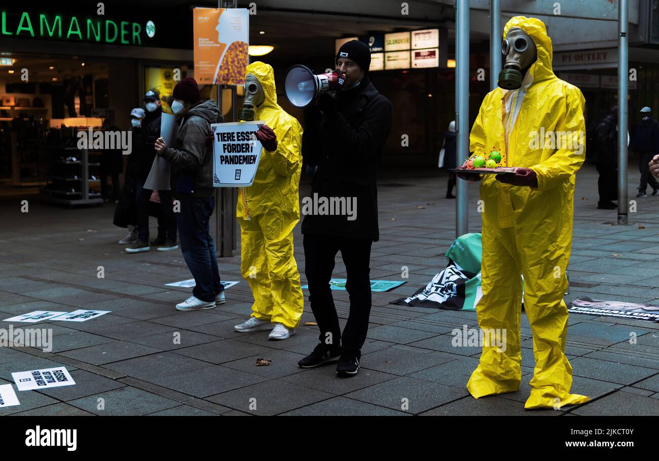 Stuttgart,Germany,November 20,2021: Koenigstrasse A group of masked ...