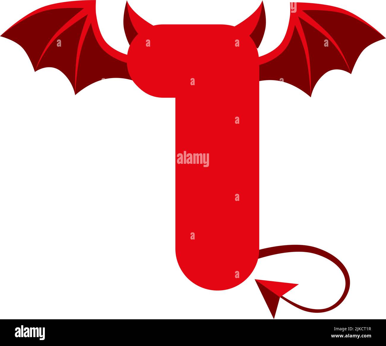 Devil red 1 numbers with wings for ui games.. Scary dark cartoon demon ...