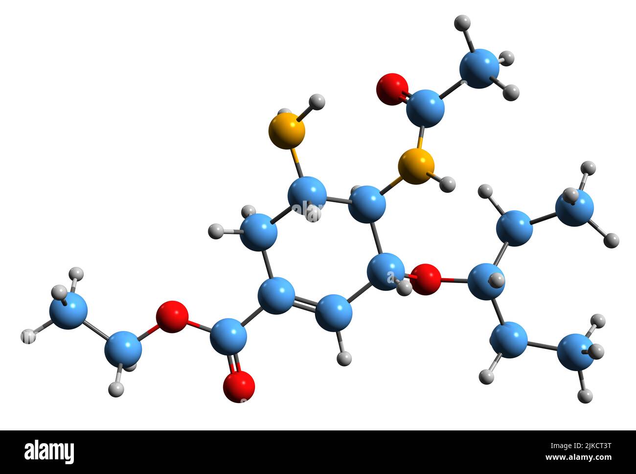 3D image of Oseltamivir skeletal formula - molecular chemical structure ...