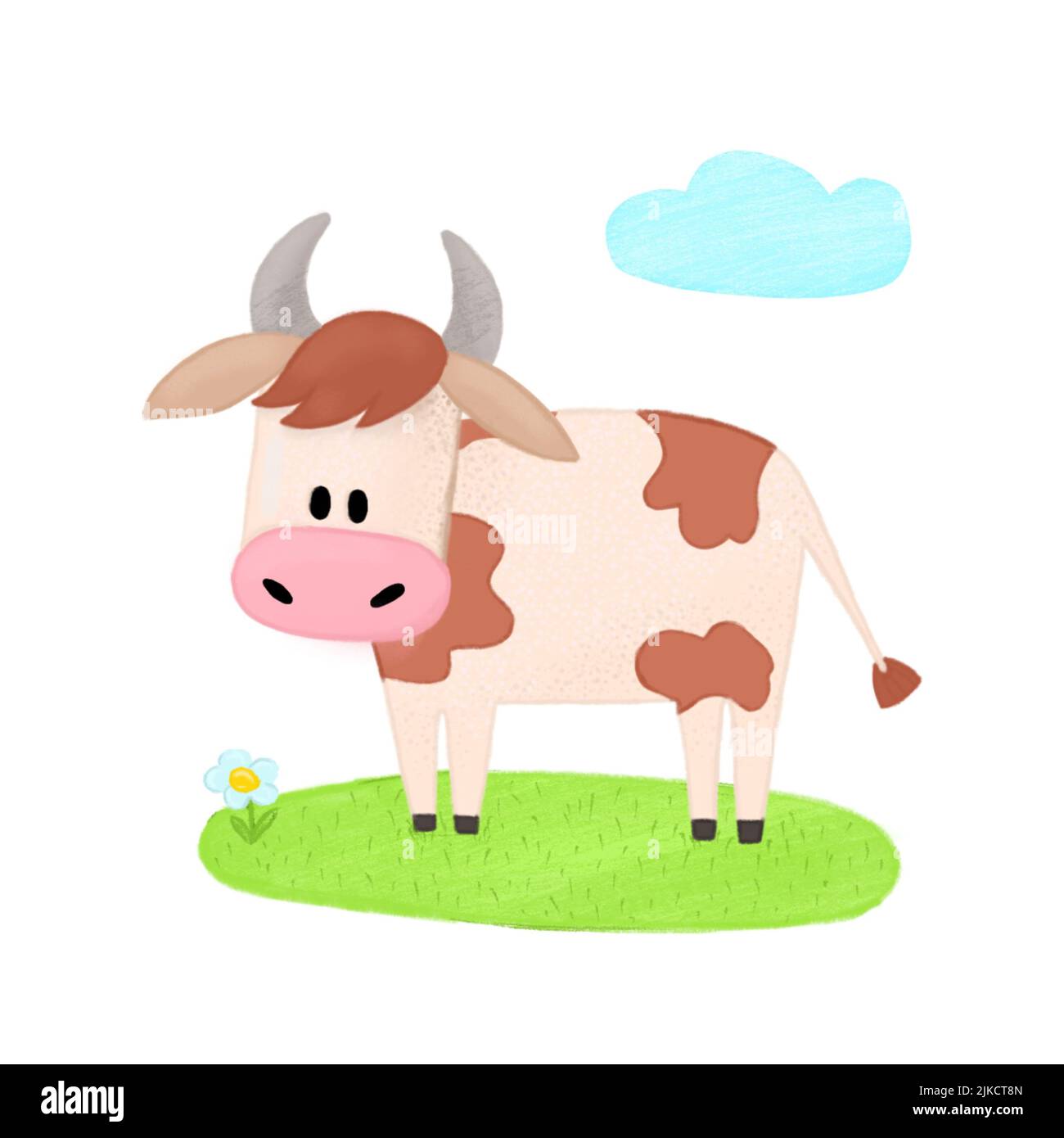 Cute cow animal. spotted cow standing on green Stock Photo - Alamy