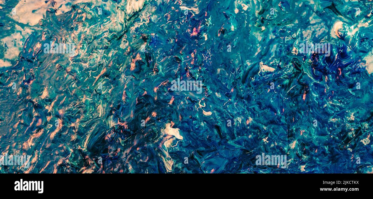 blue acrylic paint ocean effect art background Stock Photo - Alamy
