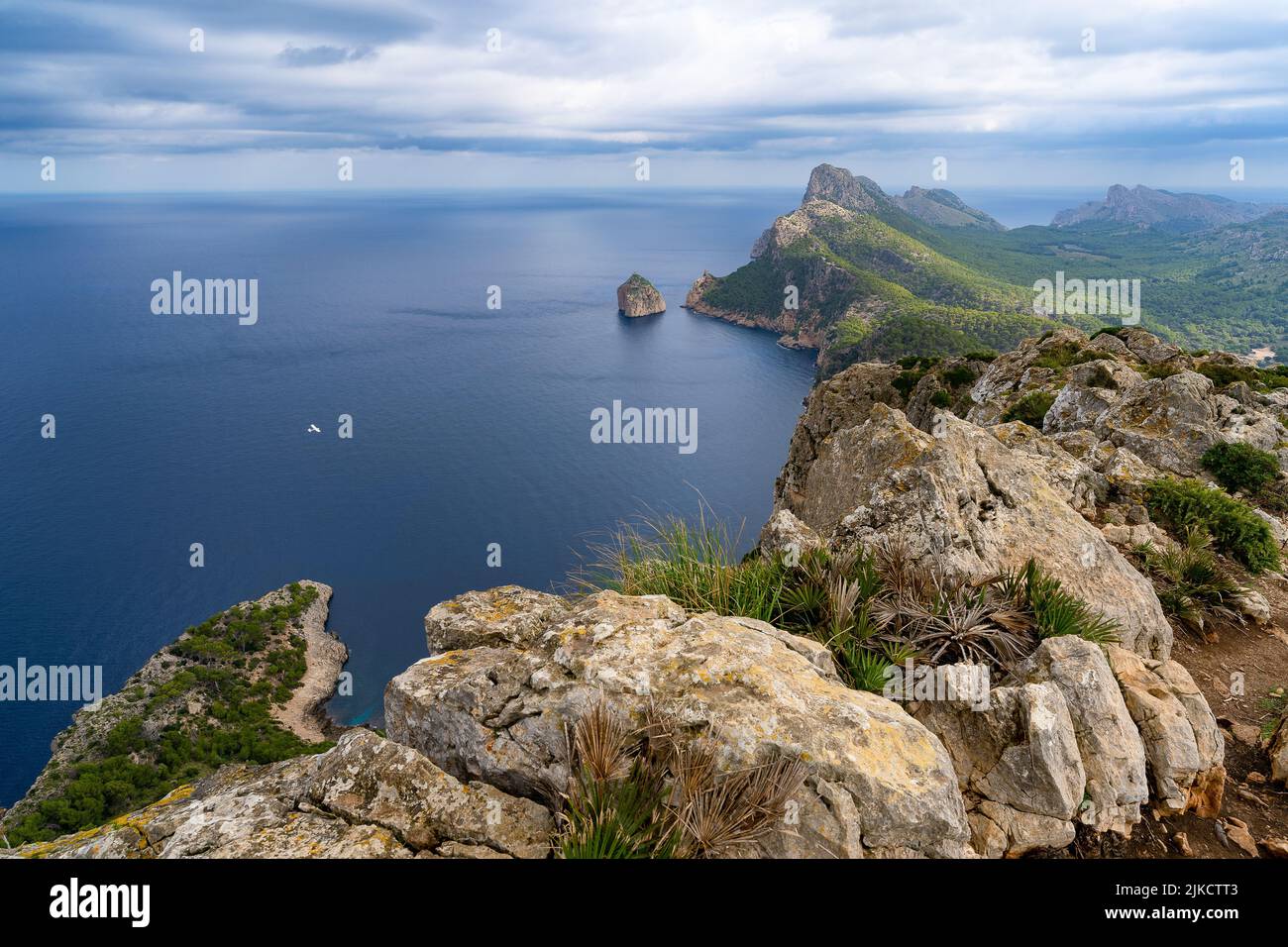 An aerial view of the shore of Talaied Albercutx, formentor peninsula ...