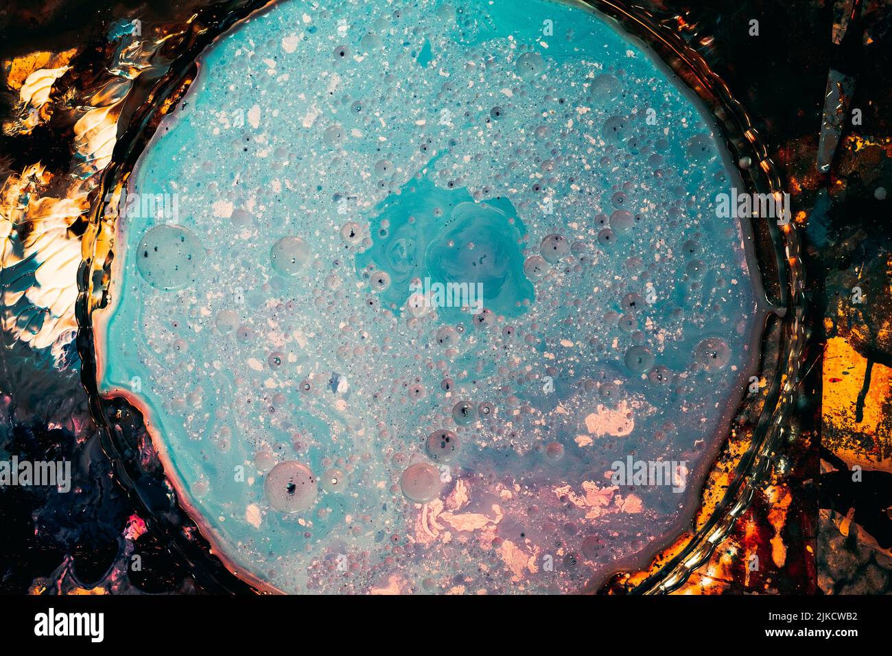 abstract art blue colored enamel bubbled surface Stock Photo - Alamy
