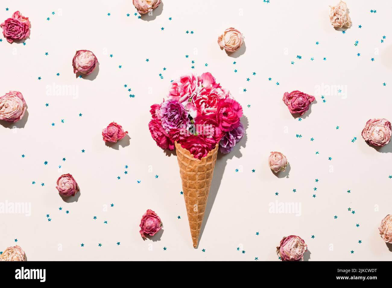 greeting card abstract floral ice cream rose buds Stock Photo - Alamy