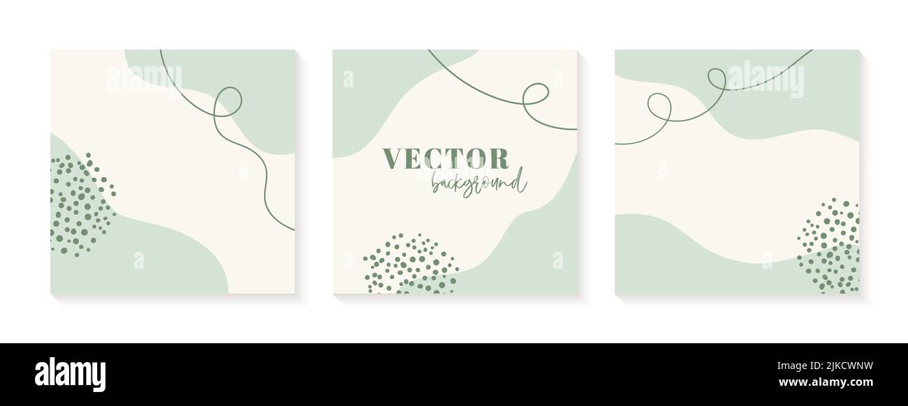 Minimalist instagram post templates in green colors. Abstract organic ...