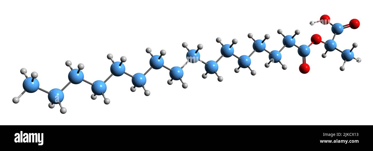 3D image of palmitoyl-1-lactylate skeletal formula - molecular chemical ...