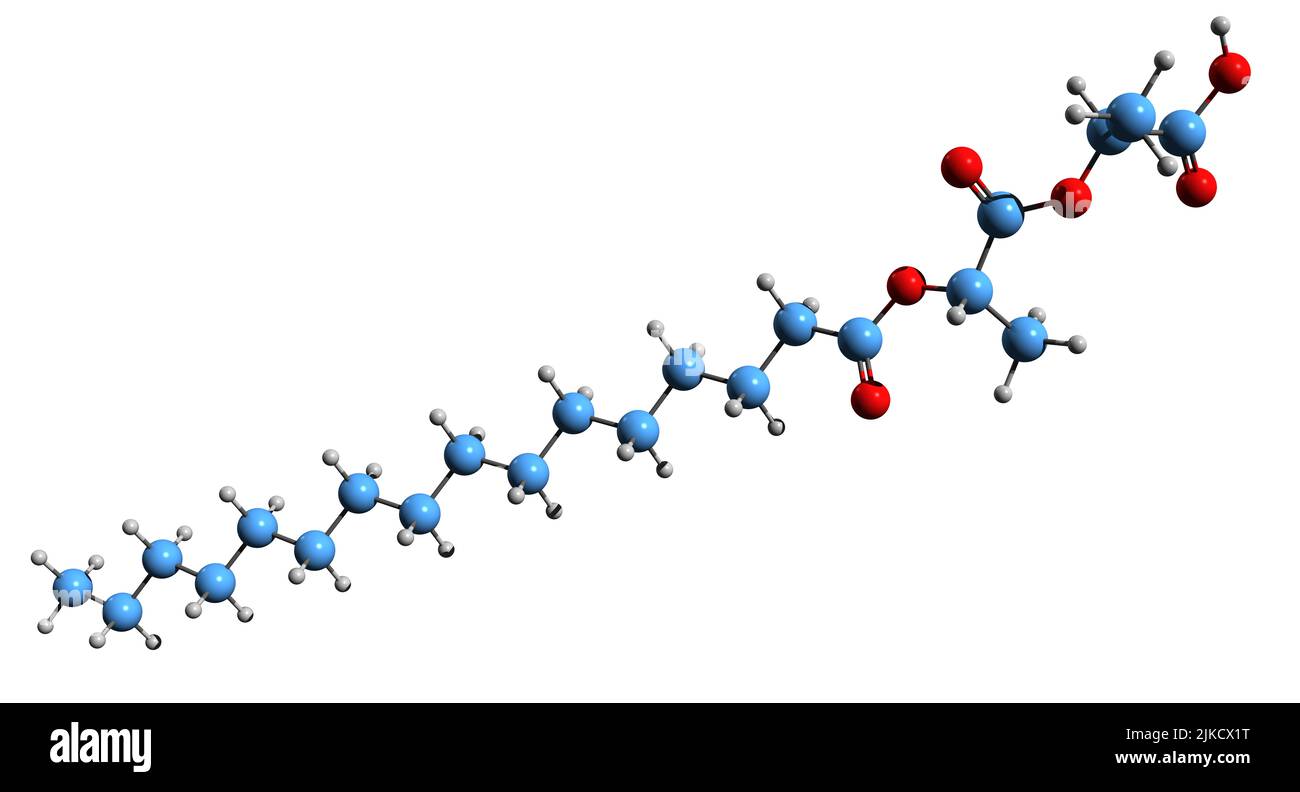 3D image of palmitoyl-2-lactylate skeletal formula - molecular chemical ...