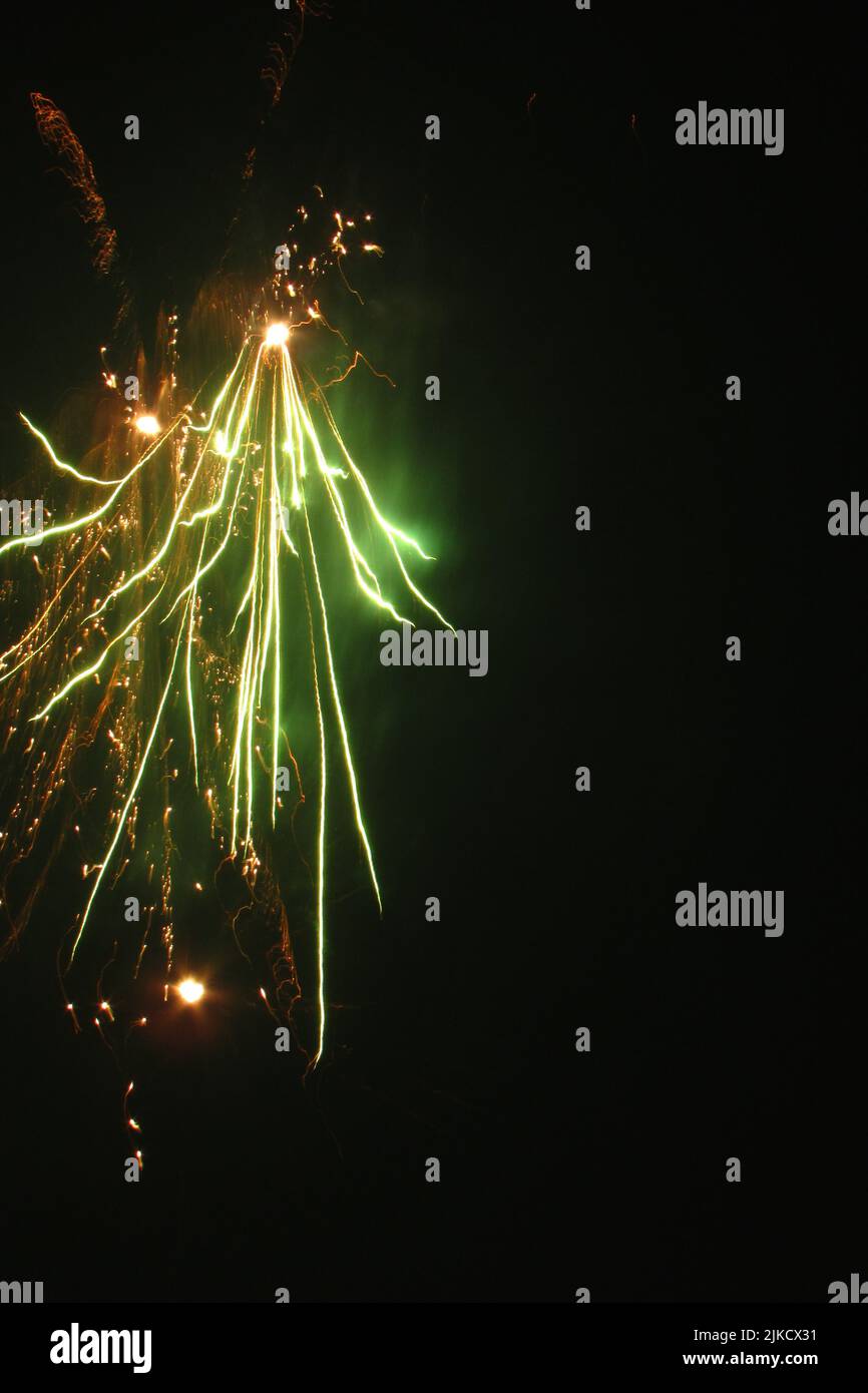 spectaculat green rockets in the sky Stock Photo - Alamy