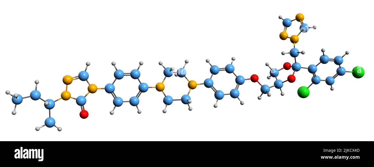3D image of Itraconazole skeletal formula - molecular chemical ...