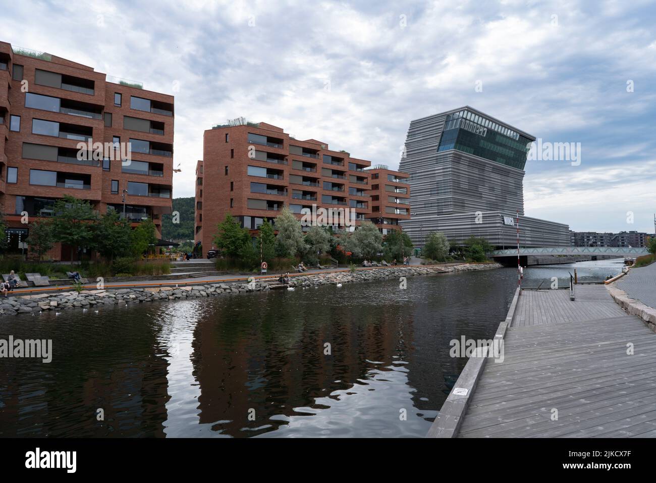 A water canal is passing the new Munch Museum Stock Photo - Alamy