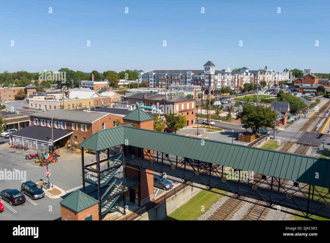 Aerial view of Old Town Gaithersburg in Montgomery County, Maryland A ...