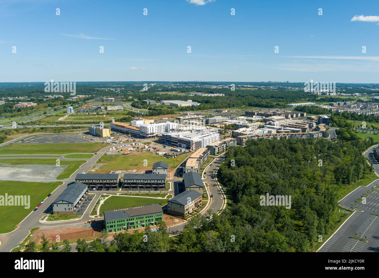 Aerial view of the One Loudoun neighborhood in Ashburn, Loudoun County ...