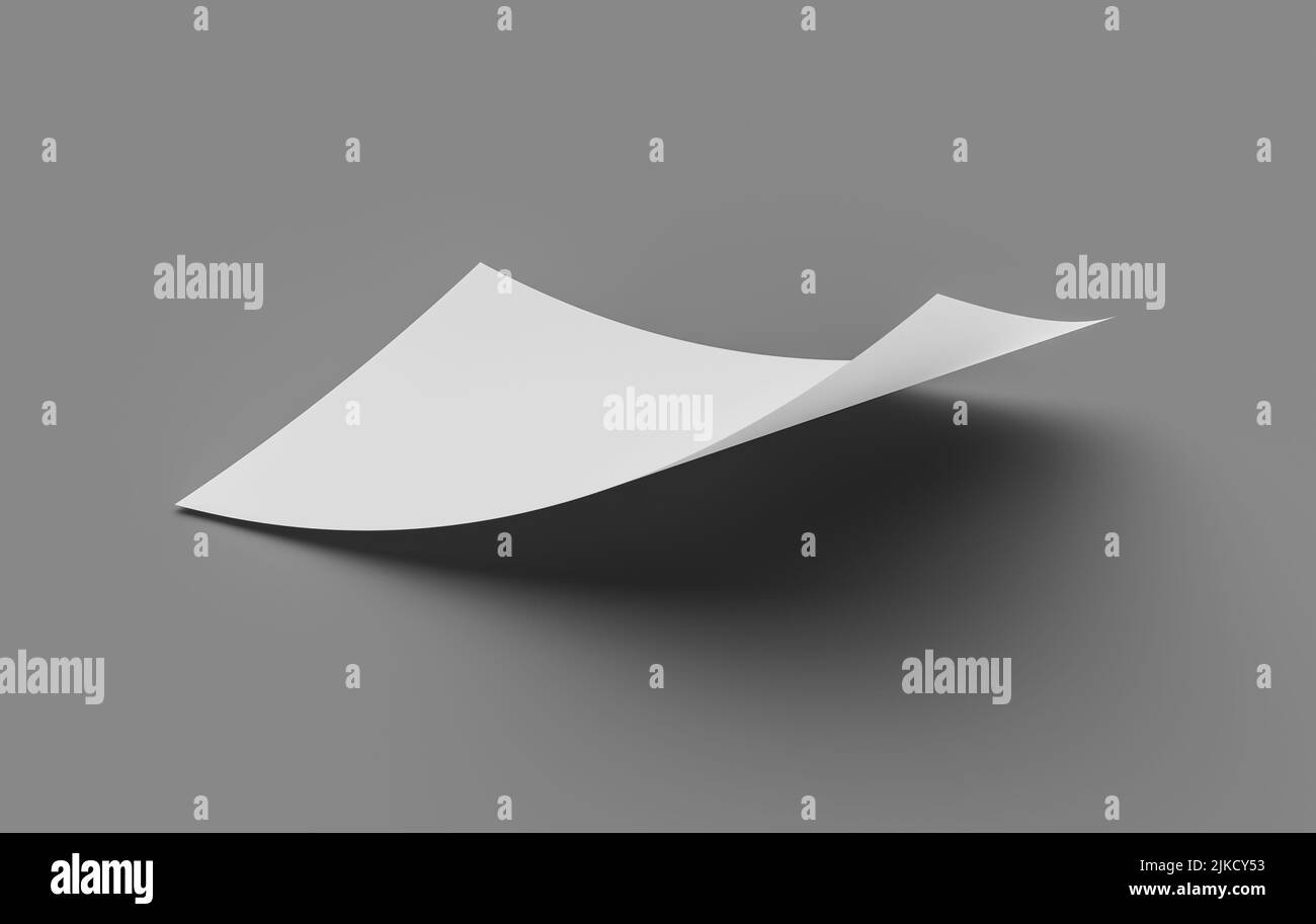 A 3D rendering of an A4 paper isolated on the grey background Stock ...