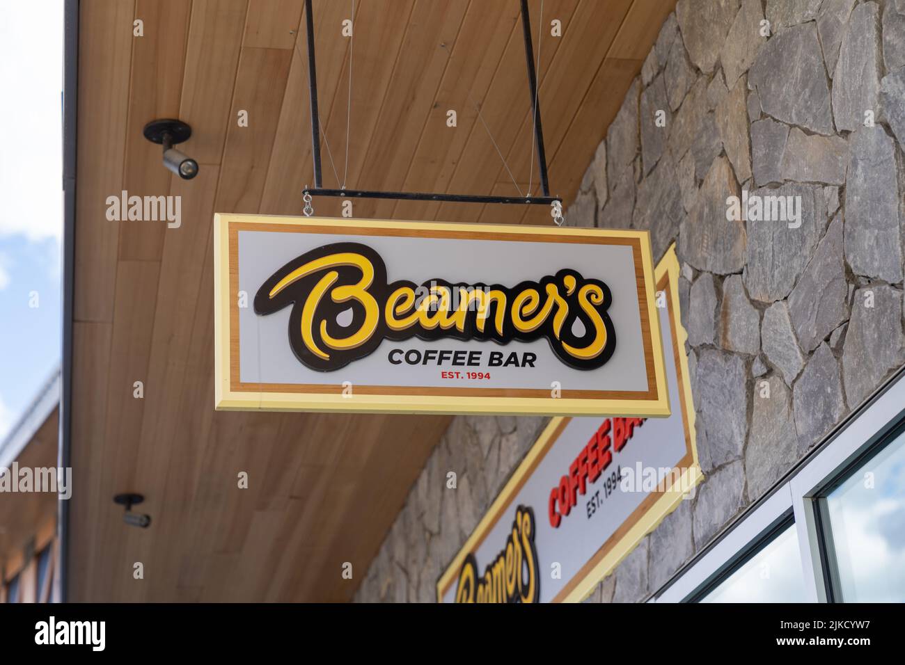 Canmore, Alberta, Canada - July 7, 2022: Sign for Beamer's Coffee Bar ...