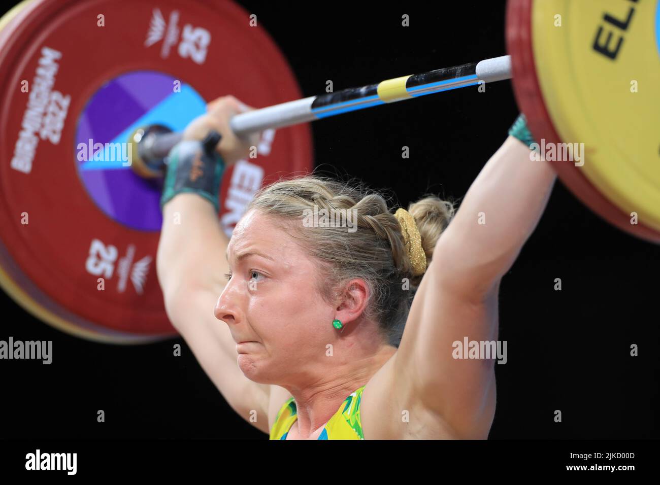 Australia’s Sarah Cochrane makes a lift during the Women’s 64kg ...