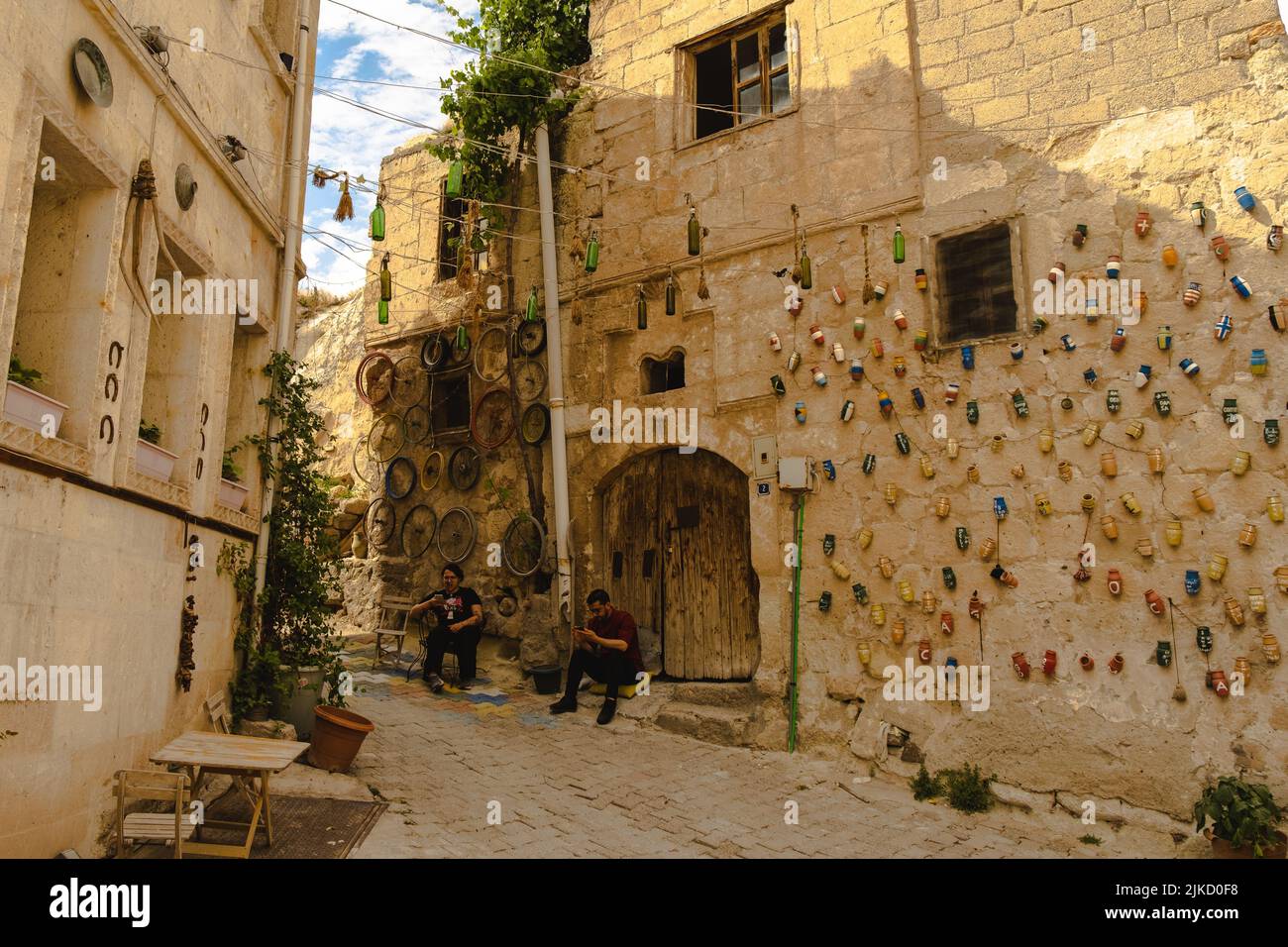 A Pottery shop and a cafe in the beautiful streets of Goreme, Turkey ...
