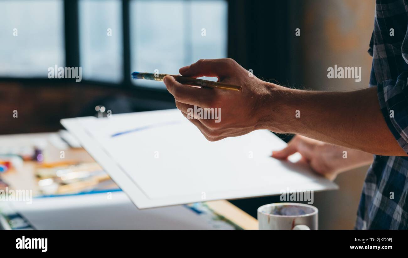 artist lifestyle creative thinking painting Stock Photo - Alamy