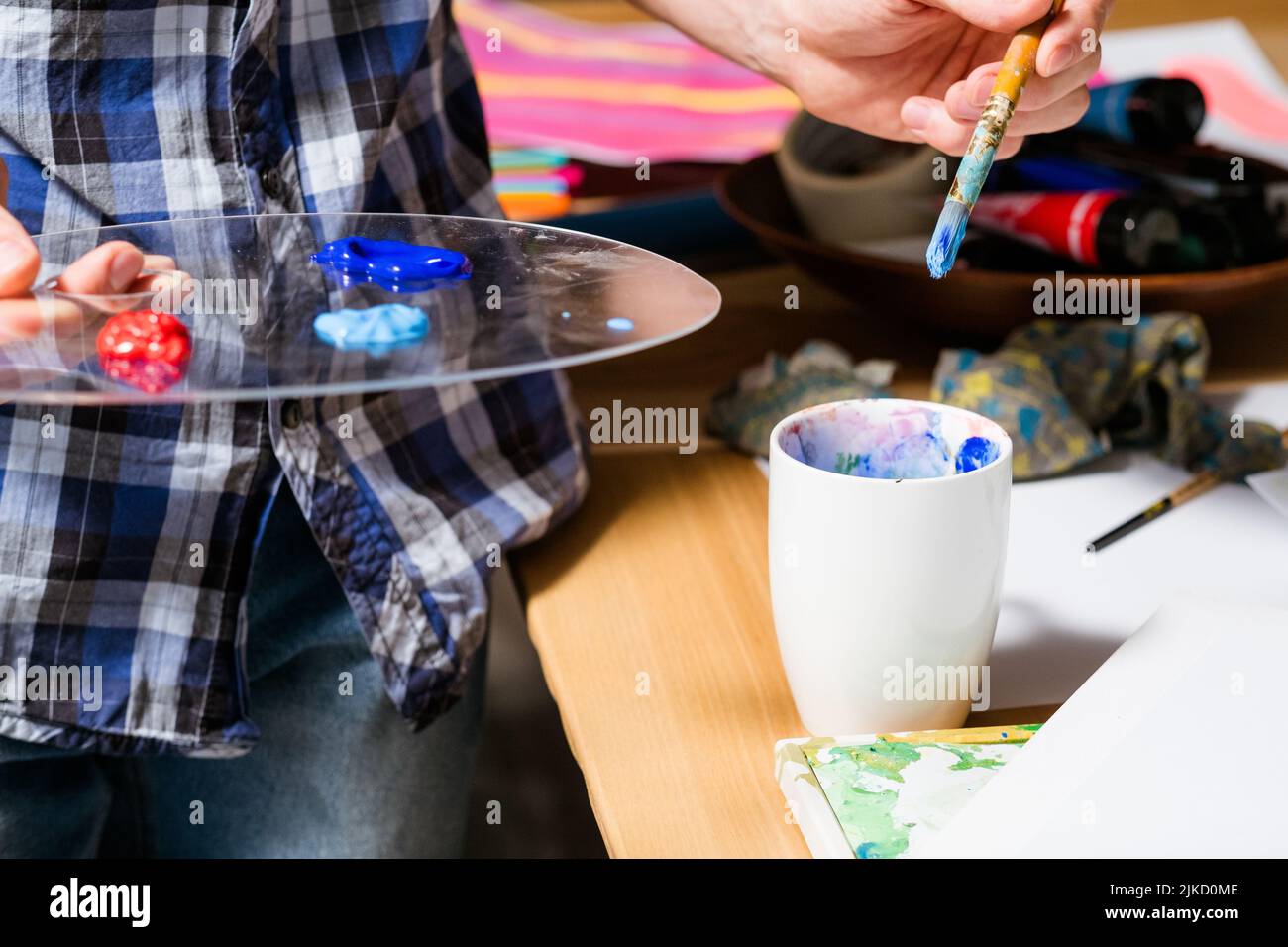 artist paints palette artwork idea hobby therapy Stock Photo - Alamy