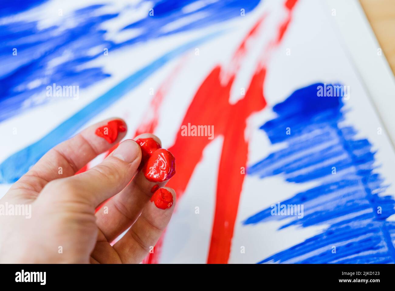 contemporary art trend abstract finger painting Stock Photo - Alamy