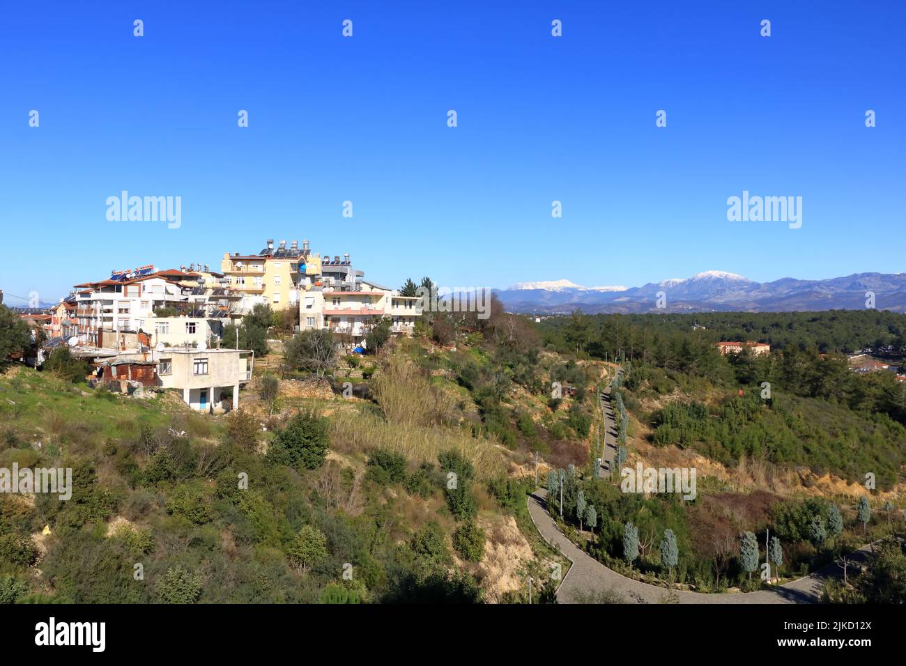 Manavgat city aerial panoramic view in the Antalya region in Turkey ...