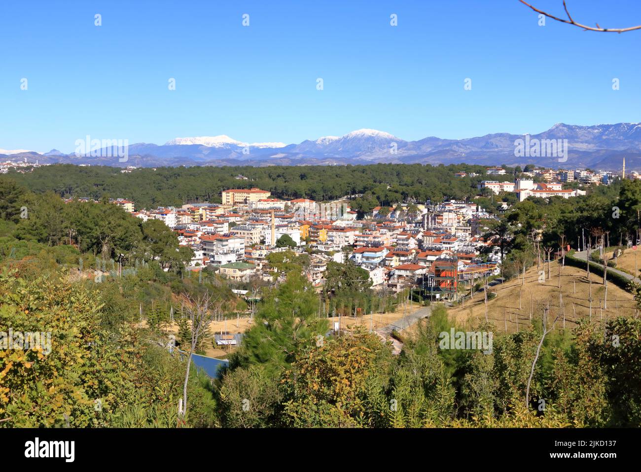 Manavgat city aerial panoramic view in the Antalya region in Turkey ...