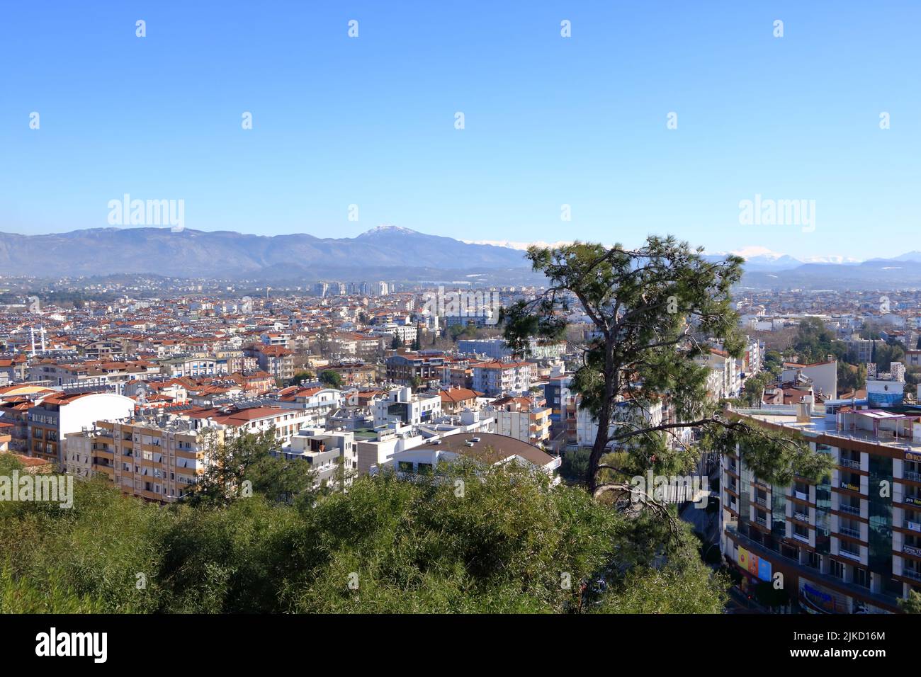 Manavgat city aerial panoramic view in the Antalya region in Turkey ...